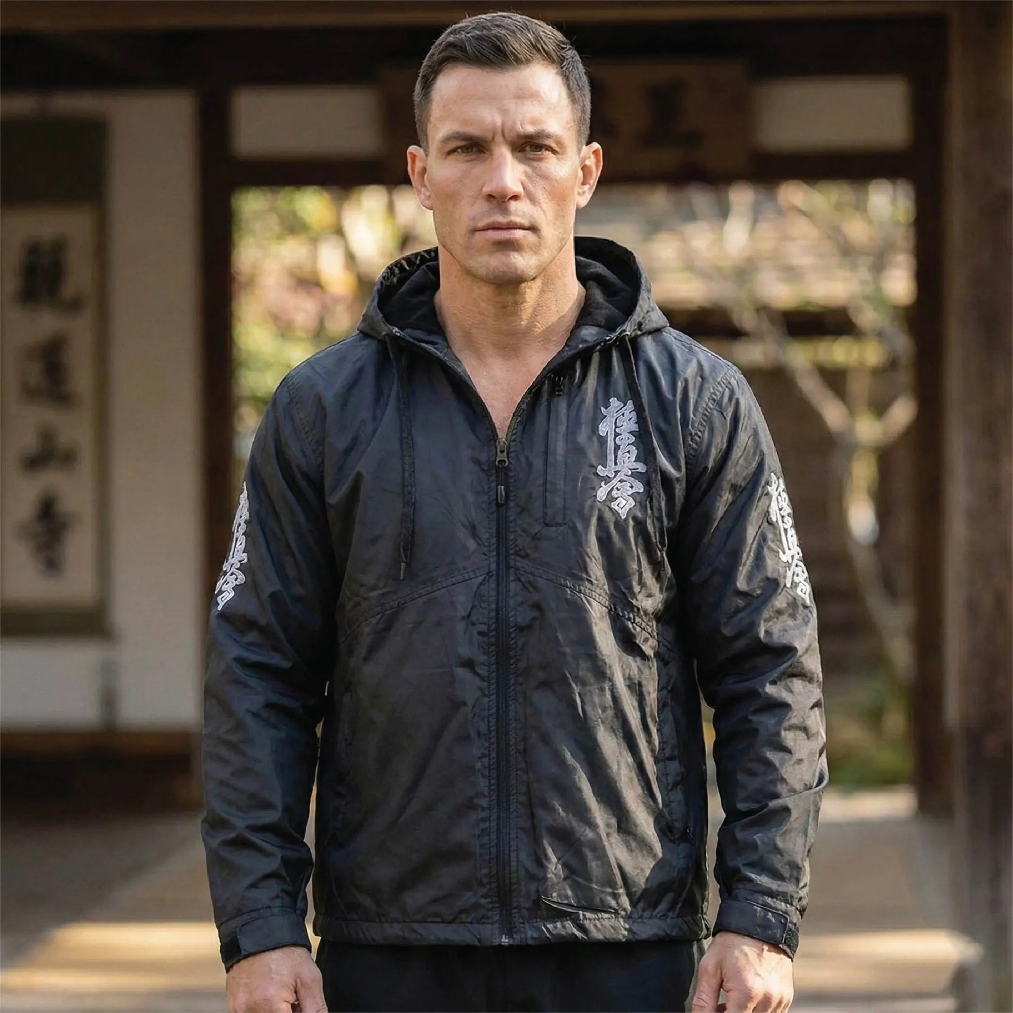 Kyokushin Embroidered Windbreaker Hooded Jacket for Men